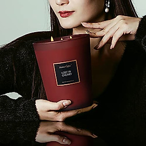 HomeLights Highly Scented Candles, Big 33.3 oz for Home, Natural Soy Aromatherapy Candles, Smokeless Long Lasting 130 hrs with 3 Cotton Wicks, Candles Gifts for Women & Men - Lost in Cherry