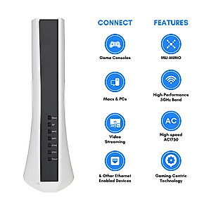 NexusLink Gaming Router Extender, Optimized for Online Play, Streaming, and VR, High-Speed AC1750, MU-MIMO for Low Ping, Single Unit