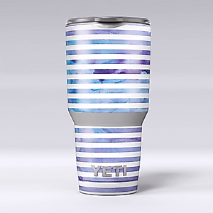 Design Skinz White Horizontal Stripes Over Purple and Blue Clouds - Skin Decal Vinyl Wrap Kit Compatible with The Yeti Rambler Cooler Tumbler Cups