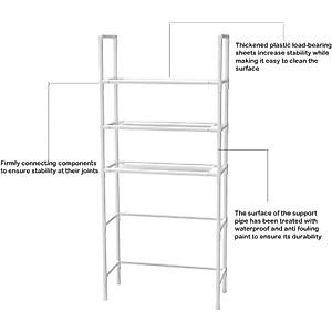 Generic Over The Toilet Storage, 58inch 3-Tier Bathroom Organizers and Storage, Bathroom Storage Shelf, Fit Most Toilets Space-Saving and Easy Assembly (Black), LZ 060503