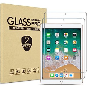 ProCase 2 Pack Screen Protector for 9.7" iPad 6th 5th / iPad Pro 9.7 2016 / iPad Air 2 / iPad Air 1, Tempered Glass Film Guard for iPad 6 5 2018 2017, iPad Air 2nd 1st 2014 2013