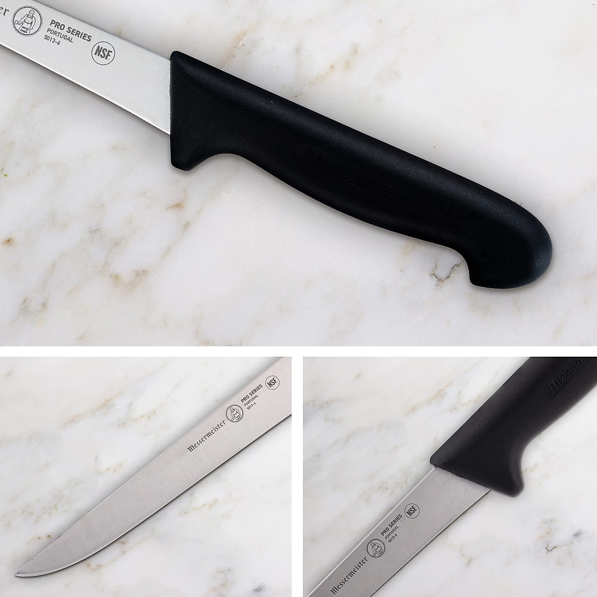 Messermeister Pro Series 6” Stiff Boning Knife - German X50 Stainless Steel & NSF-Approved PolyFibre Handle - 15-Degree Edge, Rust Resistant & Easy to Maintain - Made in Portugal