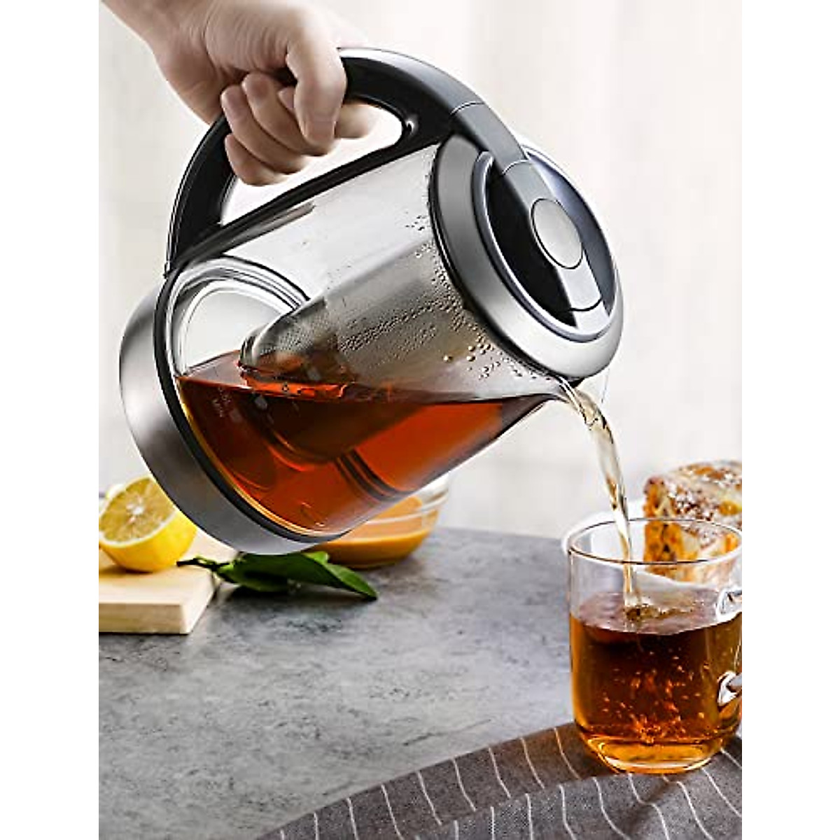 Electric Tea Kettle, 6 Variable Presets Temperature Smart Tea Maker, Fast Boil Electric Glass Kettle with 2Hr Keep Warm Function, Premium Stainless Steel, 1200 Watt Quick Heating, 1.7L