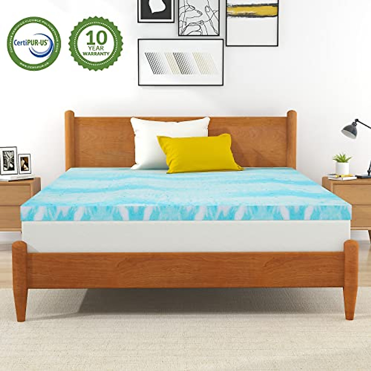 Mattress Topper, 2 Inch Gel Memory Foam Mattress Topper, Queen, CertiPUR-US Certified