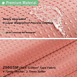 Dynamene Coral Fabric Shower Curtain - Waffle Weave Textured Heavy Duty Cloth Shower Curtains for Bathroom, 256GSM Hotel Luxury Weighted Bath Curtain Set with 12 Hooks,72x72, Coral