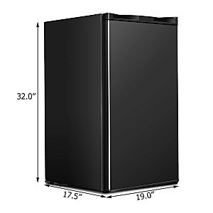 KOTEK 3.2 Cu.Ft Mini Fridge with Freezer, Compact Refrigerator w/ 7 Level Adjustable Thermostat & Single Reversible Door, Small Dorm Fridge with Freezer for Bedroom/Bar/Office/Apartment(Black)