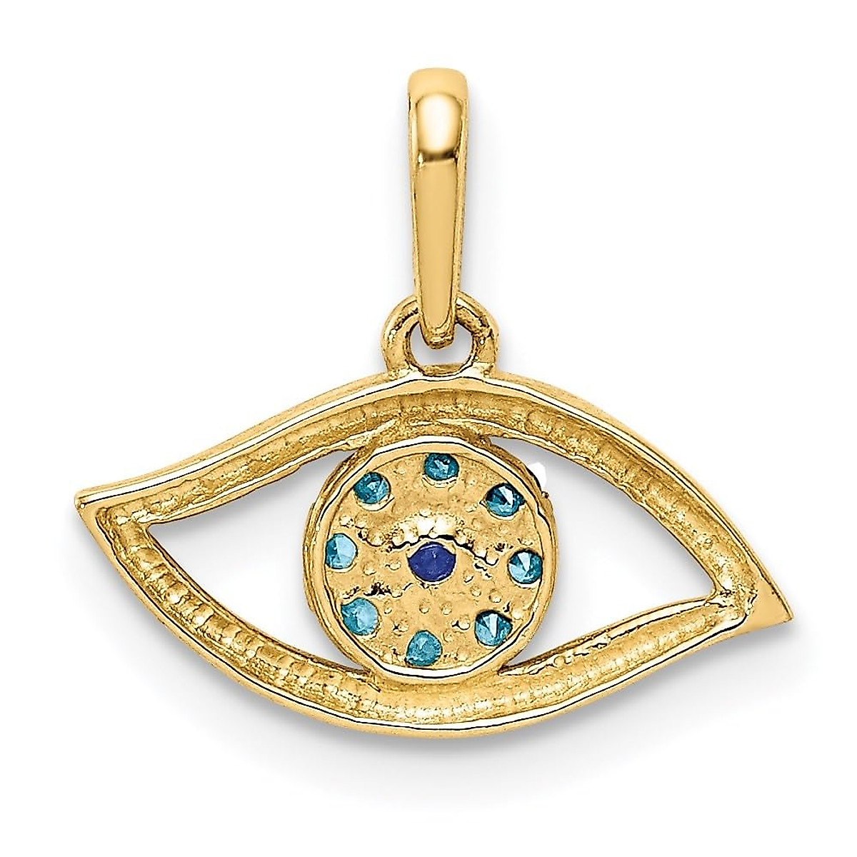 Diamond2Deal 14k Yellow Gold Blue CZ Eye Pendant
