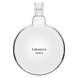 Labasics Glass Round Bottom Flask, Borosilicate Glass Heavy Wall Short Neck Round Bottom Flask RBF Single Neck Flask with 24/40 Standard Taper Outer Joint, 2000 ml