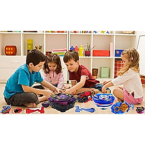 Lr Launcher Grip Bay Blades Toy Bey Battling Tops Burst Game B-184 Left Right String Launcher Booster DB B-191 Dangerous Belial All Might-2 Dynamite Battle Starter Set Gift for Boys (Black)