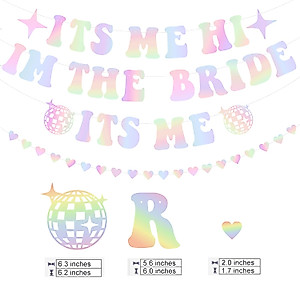 Pre-Strung Its Me Hi I'm The Bride Its Me Banner Garland I Found My Lover Sash Headband Veil Holographic Bachelorette Party Banner Iridescent for Bachelorette Party Decorations Singer Inspired Party Decor