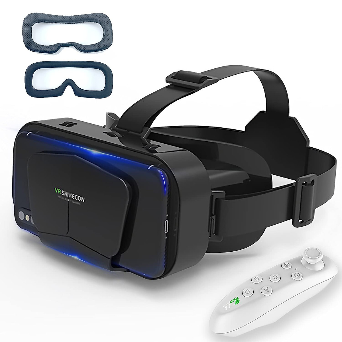 Barbato VR Headset Virtual Reality VR 3D Glasses VR Set 3D Virtual Reality Goggles,Adjustable VR Glasses Support 7.2 Inches [with Controller+Two blindfolds], NEWBALCK