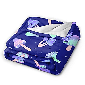shangtiezao Magic Mushroom Blanket Throw Blanket Lightweight Blanket Flannel Blanket for Sofa Couch Bed, Super Cozy and Comfy for All Seasons 50"X40" Navy Blue