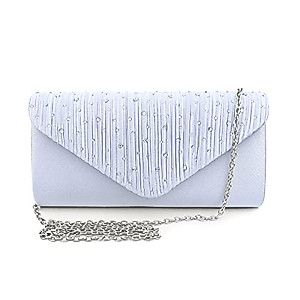 topfive Silver Evening Envelope Bag Clutch Purse Shiny Sequins for Women Wedding Party Prom Formal Purse