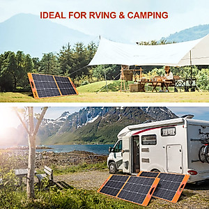 100 Watt Portable Solar Panel for Power Station, Foldable 100W Solar Panel for Camping Hiking Off-Grid Living, Monocrystalline Folding Panel Solar with 5V USB 18V DC Output…