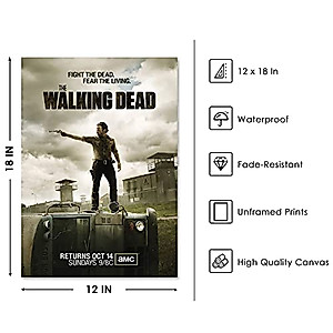 LuxBay HD Canvas The Walking Merch Dead Poster Print Decoration Wall Art for Room Decor 12"x18"