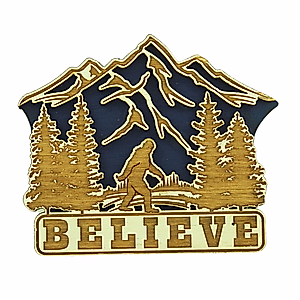 Believe in Bigfoot Wood Carved Magnet, Laser Cut Sasquatch Magnetic Decal for Fridge, Whiteboard, Souvenir Keepsake, 3.25 Inches