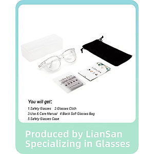 LianSan Oversize Anti-Fog Safety Glasses for Nurses, Z87.1 Certified Goggles for Women, Square UV Protection Tortoise