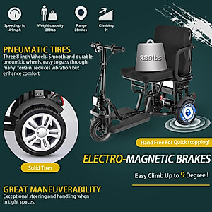 WISGING Scooter Mobility Folding Electric Mobility Scooter 3 Wheel Lightweight Portable Power Travel Scooters - Support 270 lbs Weight Only 55 lbs Long Range(15 Mile), Standard W