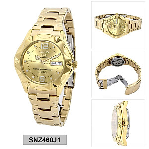 SEIKO 5 Automatic Gold Dial Yellow Gold-Tone Men's Watch SNZ460J1