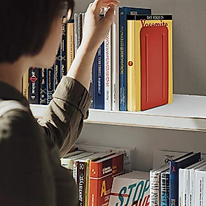 Acrimet Jumbo Premium Metal Bookends 9" (Heavy Duty) (Red Color) (1 Pair)