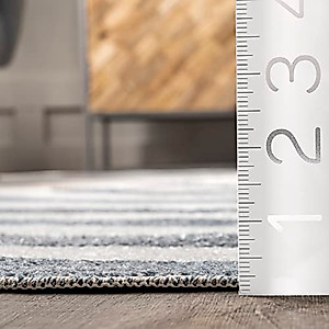 nuLOOM Modern Swirls Machine Washable Area Rug, 4x6, Blue