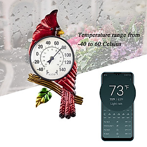 MUMTOP Indoor Outdoor Thermometer, Cardinal Large Number Wall Mounted Thermometer for Patio, Yard, Garden