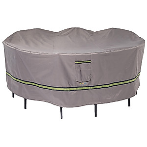 Duck Covers Soteria Waterproof 90 Inch Round Patio Table with Chairs Cover, Outdoor Table and Chair Cover