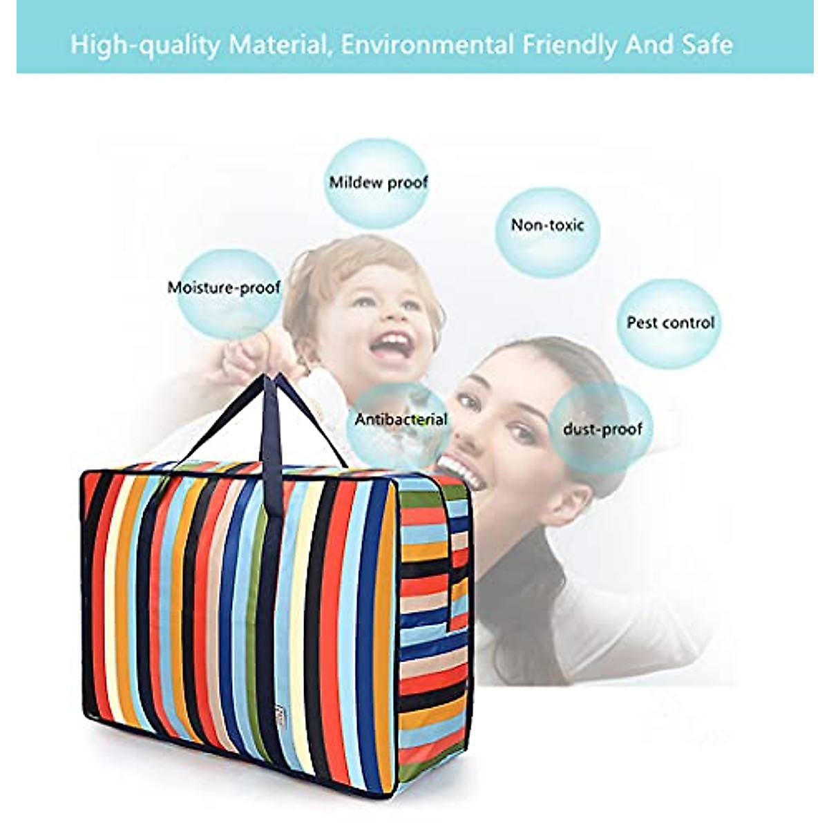 AI-LAFU 1pc Storage Clothes Bag, Large Capacity Supper Strong Orange Stripes Storage Bag, Waterproof Sturdy Oxford AILAFUXLD-O 0