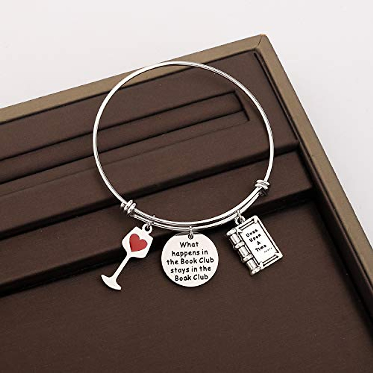 CENWA Book Club Gifts What Happens In The Book Club Stays In The Book Club Bracelet Book Lady Book Lover Gift (Book Club Br)