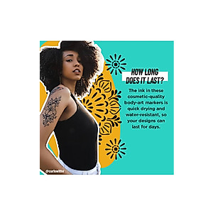 BIC BodyMark Temporary Tattoo Kit: 9 Markers, 5 Stencil Sheets, Inspiration Book