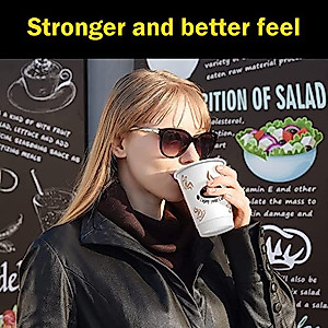 SPRINGPACK Disposable Coffee Cups with Lids, [100 pack] 12 oz (Double Wall) Insulated To Go Paper Coffee Cups for Cold/Hot Beverage, Recyclable Takeaway Drinking Cups for Home Office Cafe Parties