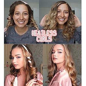 Heatless Hair Curlers for Long Hair To Sleep In Overnight No Heat Silk Curlers Headband Heatless Curling Rod Headband Soft Foam Hair Rollers Curling Ribbon Rods for Natural Hair with Clip
