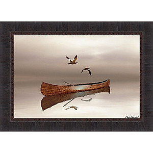 Time Stopped 3 by Carlos Casamayor 20x28 Canoe Boat Lake Birds Framed Art Print Wall Décor Picture