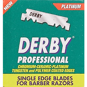 100 DERBY Single Edge Razor Blades for Barbers Platinum Coated