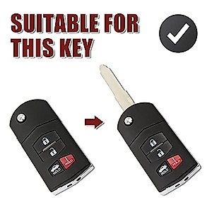 uxcell New Smart Remote Flip Key Fob Shell Case 4 Button for Mazda 3 5 6 RX-8 CX-7 CX-9 2007-2010