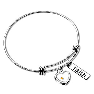 Uloveido Christian Faith Extendable Bracelet Bangle, Stainless Steel, Mustard Seed Bracelets, Christian Inspirational Gifts 2.5inch