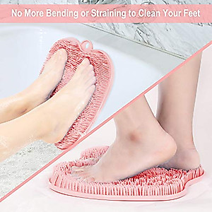 BESKAR Shower Foot Scrubber XL Larger Size Mat with Non-Slip Suction Cups - Cleans, Smooths, Exfoliates & Massages Your Feet Without Bending, Improve Foot Circulation & Cleaner Dead Skin Remover