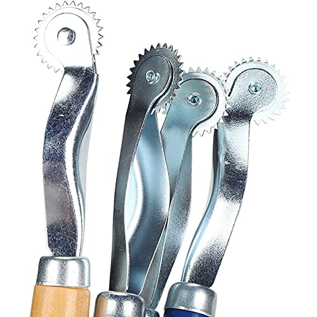 4Pcs Tracing Wheel Wooden Sewing Tools Marking & Tracing Tools Plastic Handle Stitch Marking Spacer for Sewing Patterns Wheel Sewing Tool with Packaging Bag Leather Paper Cloth