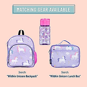 Wildkin Kids Reusable 16 Ounce Water Bottle for Boys and Girls, Perfect for Daycare, School, or Travel, Features Straw Top and Carrying Handle, Easy to Clean Water Bottles for Kids (Unicorn)