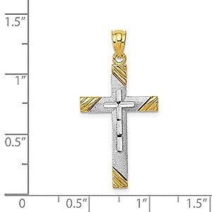 Avariah Solid 14K Yellow Gold w/Rhodium Cross Pendant - 33.75mm