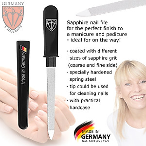 3 Swords Germany - brand quality double sided (fine & coarse) SAPPHIRE POCKET NAIL FILE manicure pedicure grooming for professional finger & toe nail care by 3 Swords, Made in Solingen Germany (82501)