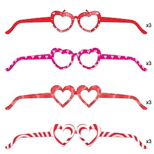 HOWAF Valentine's Day Party Favors for Kids, 27 Pack Paper Valentine Glasses Photo Props Valentines Decoration Costume Party Glasses Frame for Kids Valentines Gift Bulk Toys for Teacher Prizes