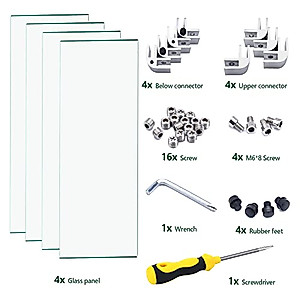 vchin Fire Pit Wind Guard, 17.5 Square Fire Pit Glass Wind Guard Made of Clear Tempered Glass. The Glass Firepit Wind Guard Set with Assembly Instructions, Free Screwdriver. Easy to Install