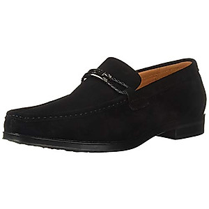 Stacy Adams Men's Neville Moc-Toe Slip-On Penny Loafer, Black Suede, 10 M US