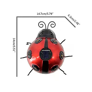 AMZSTAR Solar Outdoor Garden Light with Solar Lamp Ladybug Garden Decoration Metal Waterproof LED Garden Light, Garden Statue Lawn Ornament for Outdoor Garden Walkway Decoration (Red)