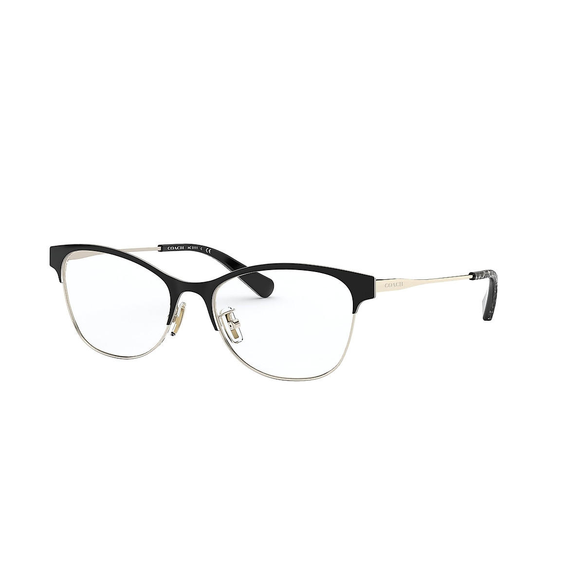 Coach HC5111 Prescription Eyewear Frames, Black/Light Gold/Demo Lens, 53 mm