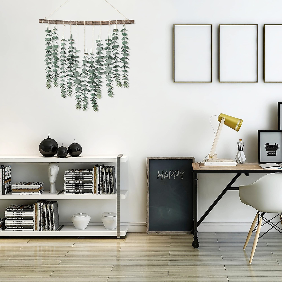 Sggvecsy 17.7‘’Eucalyptus Wall Hanging Artificial Eucalyptus Plant Fake Greenery Vine Boho Wall Decor for Apartment Bathroom Bedroom Kitchen Farmhouse Home Living Room Office Decorations