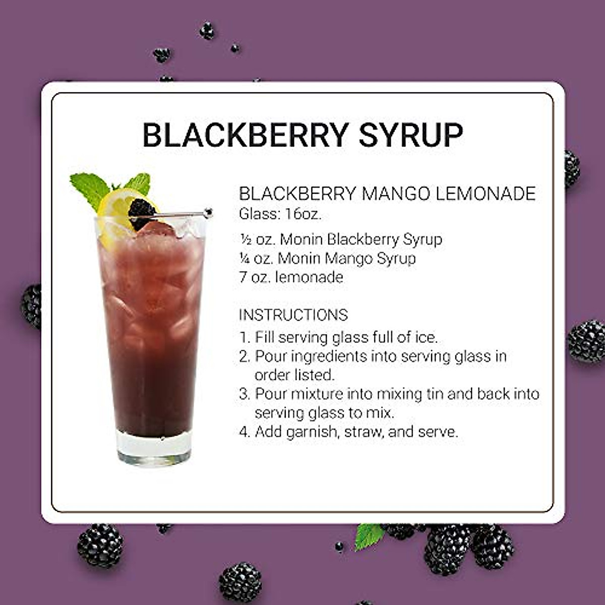 Monin - Blackberry Syrup, Delicious Berry Flavored Syrup, Cocktail Syrup, Authentic Flavor Drink Mix, Simple Syrup for Iced Tea, Lemonade, Cocktails, & More, Clean Label, Gluten-Free (1 Liter)