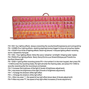 STK130 Mechanical Computer Keyboard ,Ergonomic 87‑Keys Gaming RGB Keyboard , for Game Office Home(orange)