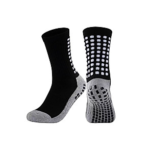 Nigeiyeme Unisex Soccer Socks Sports Grip Socks Anti Non Skid Basketball Socks Dispensing Anti Slip Cotton Football Socks (Black,One-size)